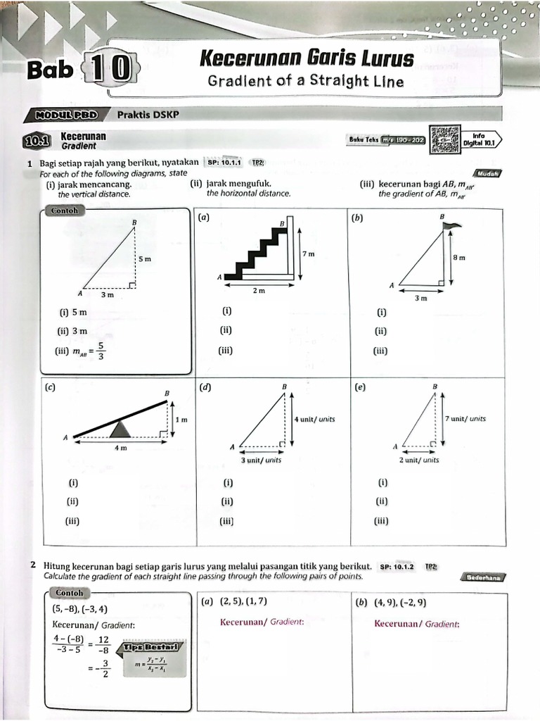 Bab 10 Kecerunan Garis Lurus Edisi Pelajar | PDF