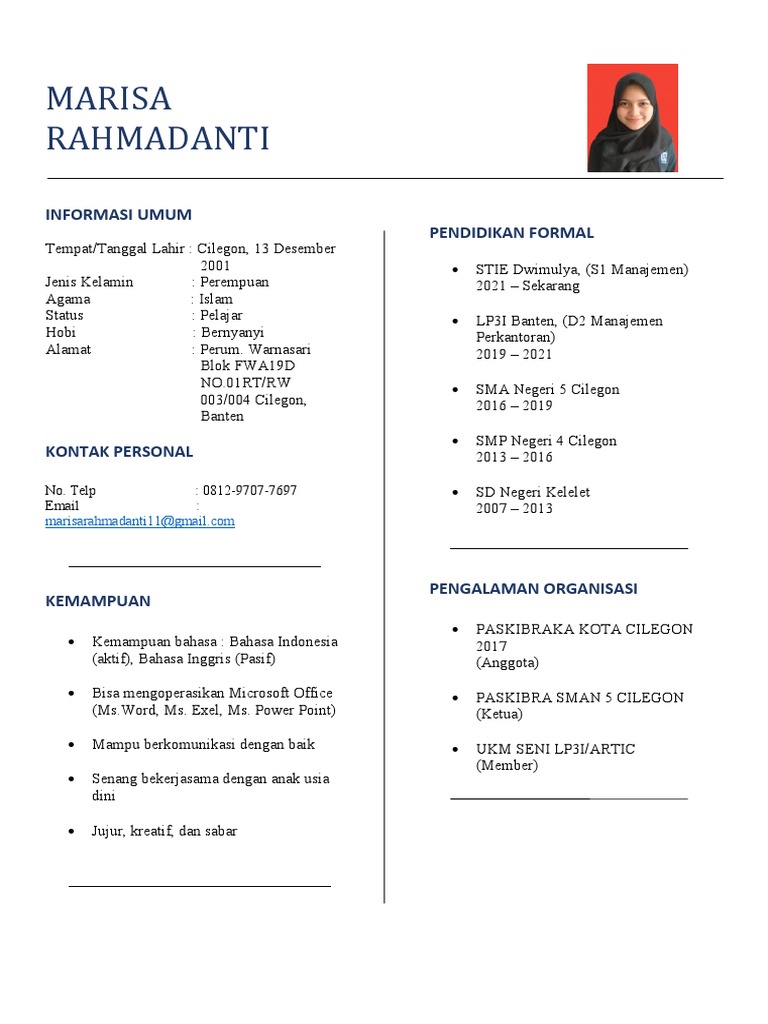 Contoh CV | PDF | Karier & Perkembangan