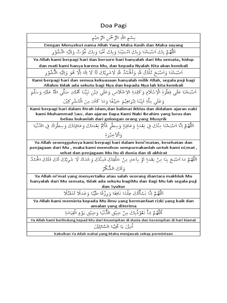 DOA PAGI DAN dOA MAU BELAJAR | PDF