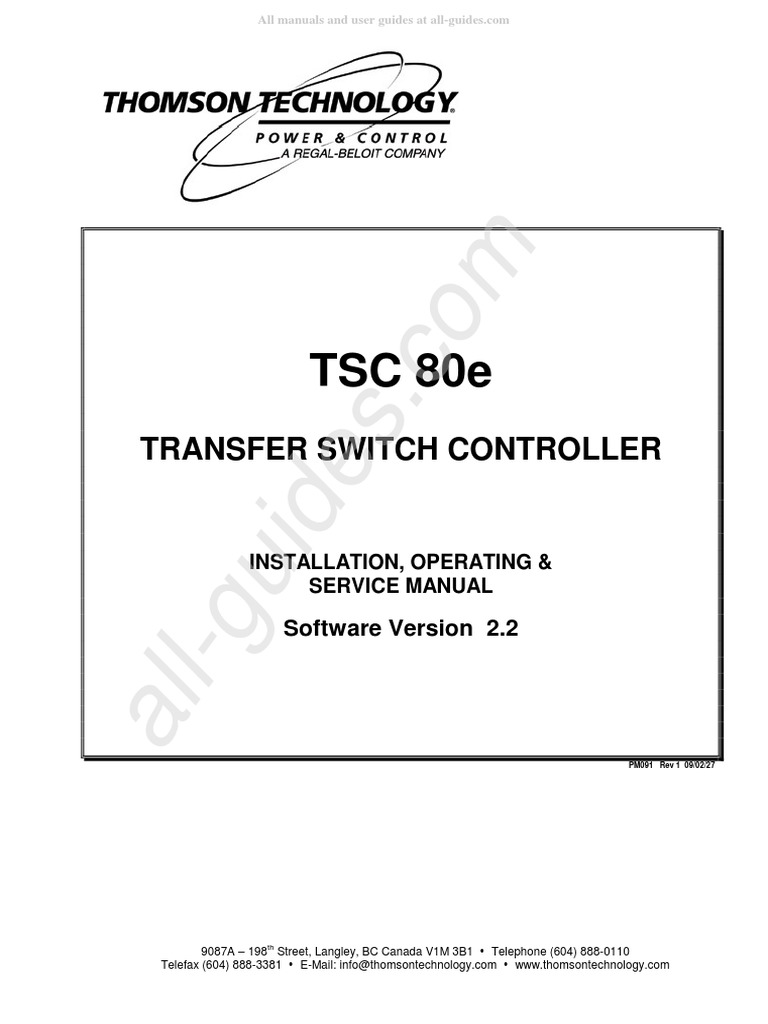 TSC 80e Controller Manual | PDF | Switch | Relay