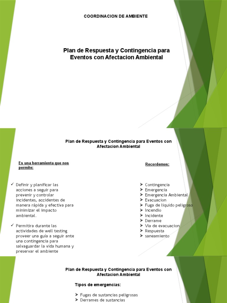 Plan de Respuesta y Contingencia para Eventos Con Afectacion Ambiental ...
