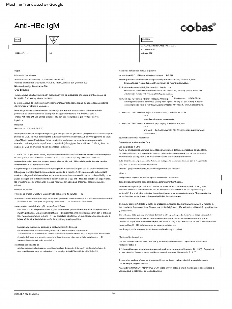 Anti HBC Igm: Uso Previsto | PDF | Hepatitis | Hepatitis B