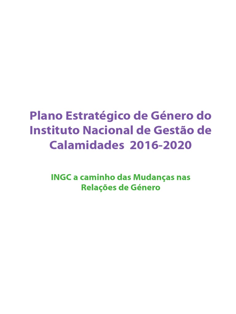 Plano Estrategico de Genero INGC 2016 2020 1 | PDF | Igualdade de ...