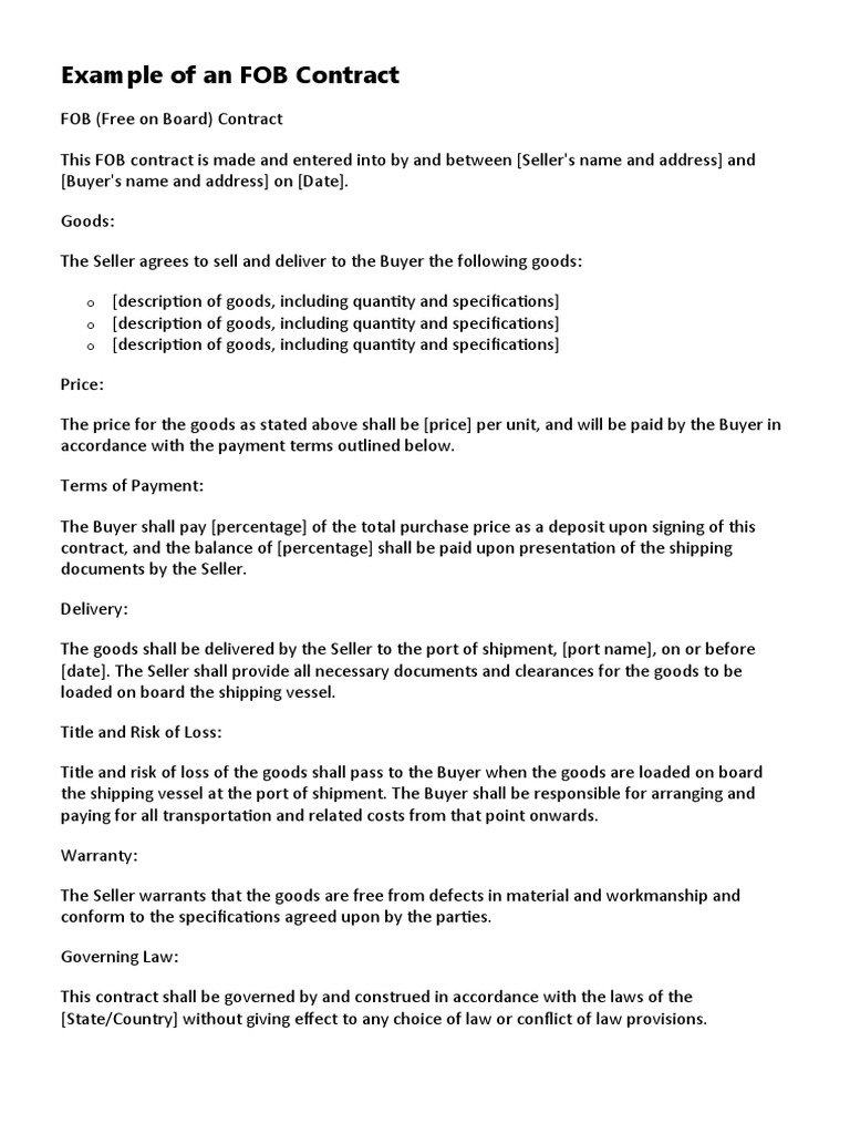 EXAMPLE OF AN FOB CONTRACT | PDF