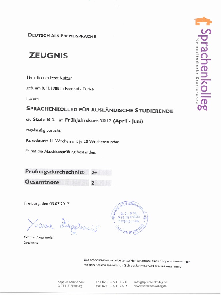German Language Certificate | PDF