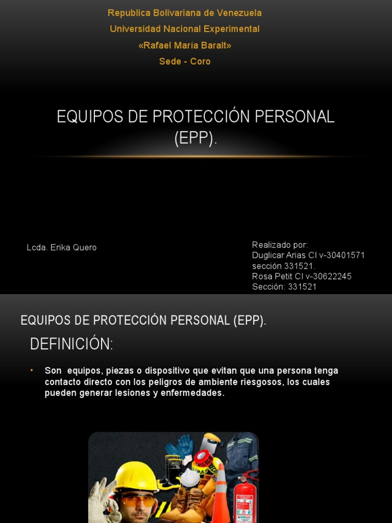 Equipos de Protección Personal (EPP) Unidad 3 Duglicar Arias CI 30401571 | PDF