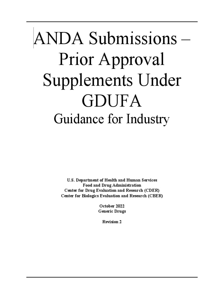 ANDA - Prior Approval Supplement | PDF