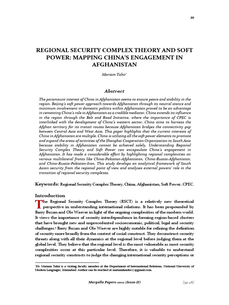 Regional Security Complex Theory and Soft | PDF
