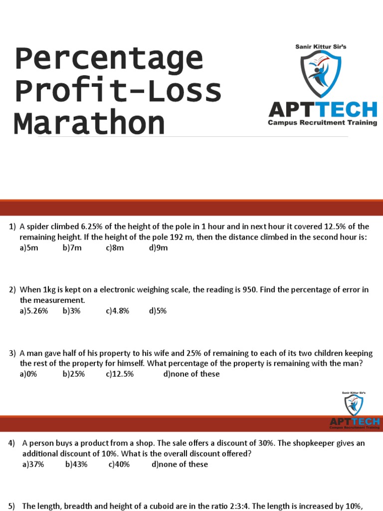 Profit and Loss Percentage Problems | PDF | Economies | Business Economics