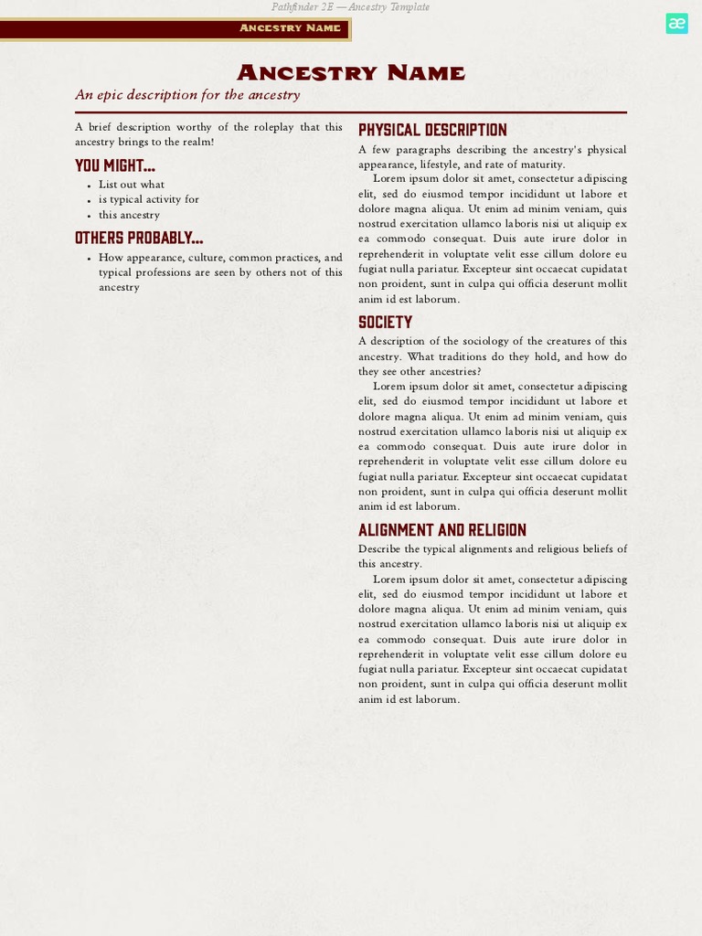 Ancestry Template | PDF