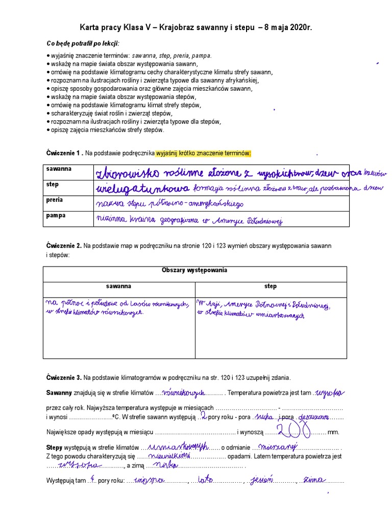 Krajobraz Sawanny I Stepu PDF | PDF