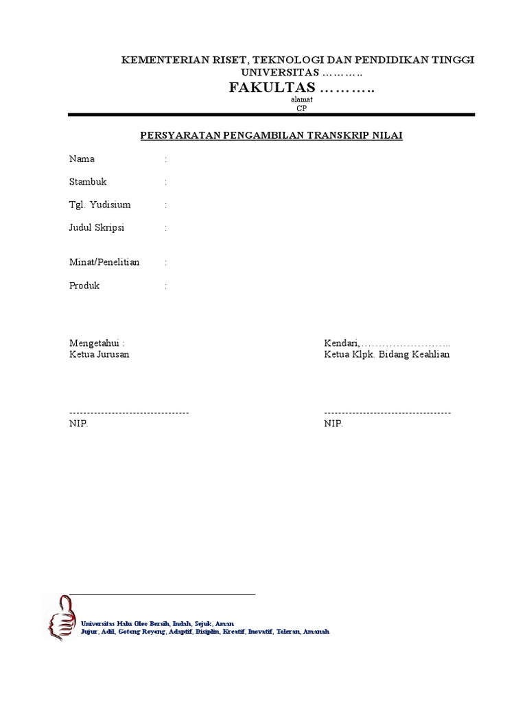 Syarat Pengambilan Transkrip | PDF | Seni | Komputer