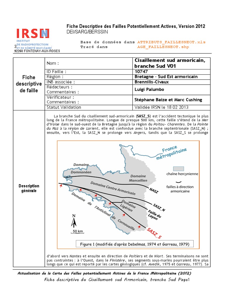 IRSN Fiche Descriptive Failles Potentiellement Actives | PDF
