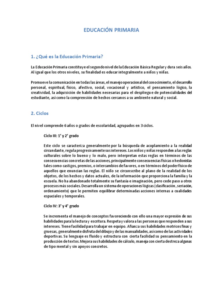 Guía Completa sobre Educación Primaria | PDF
