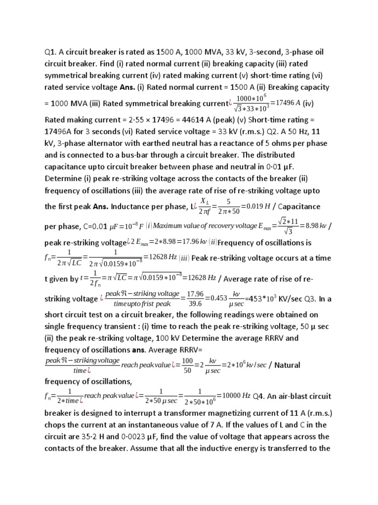 Circuit Breaker Voltage Analysis | PDF