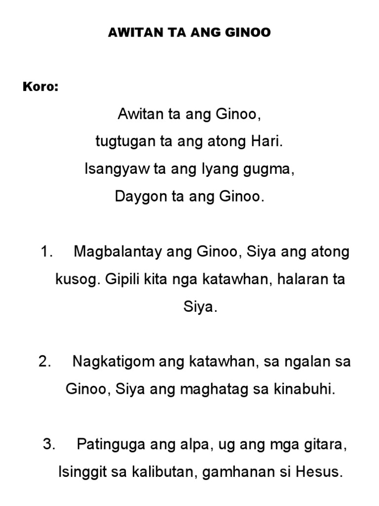 Awitan Ta Ang Ginoo | PDF