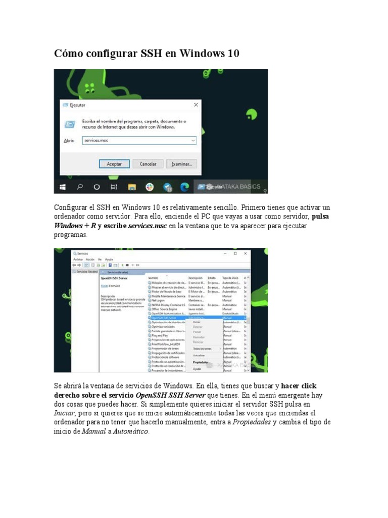 Cómo Configurar SSH en Windows 10 | PDF