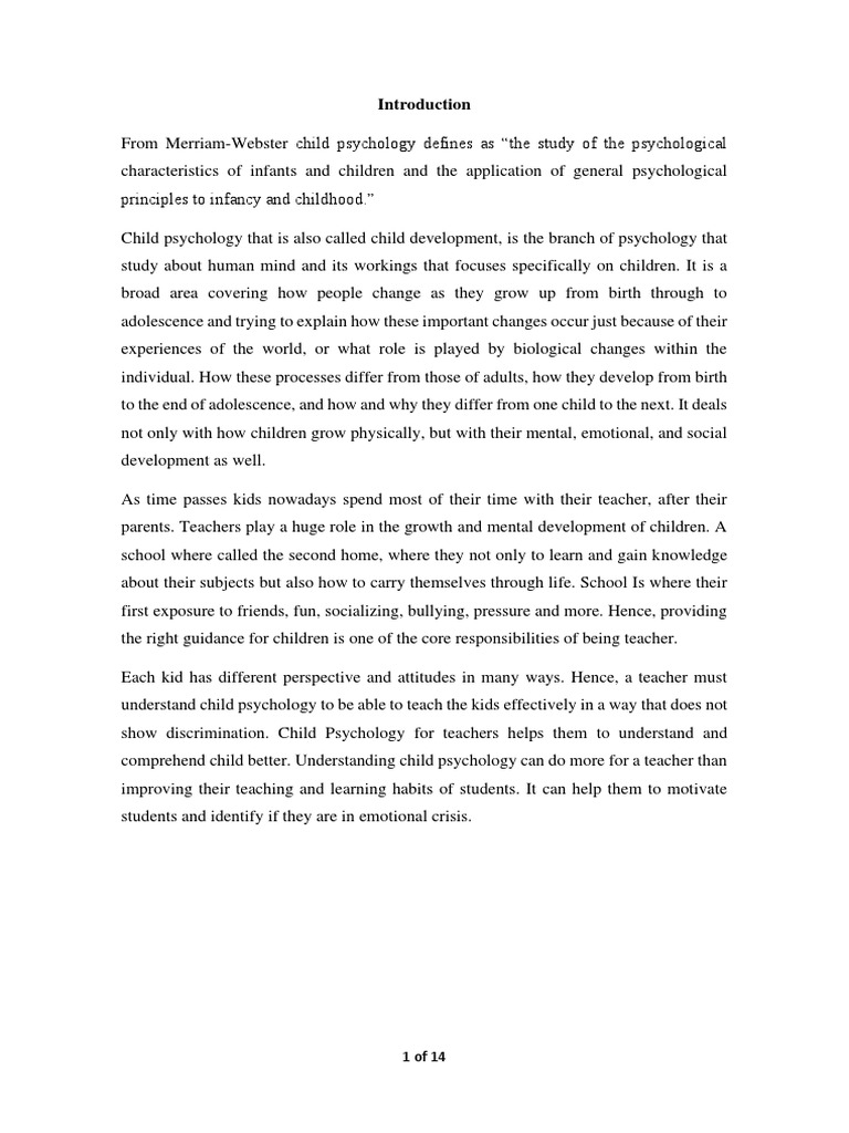 Term Paper - Child Psychology | PDF