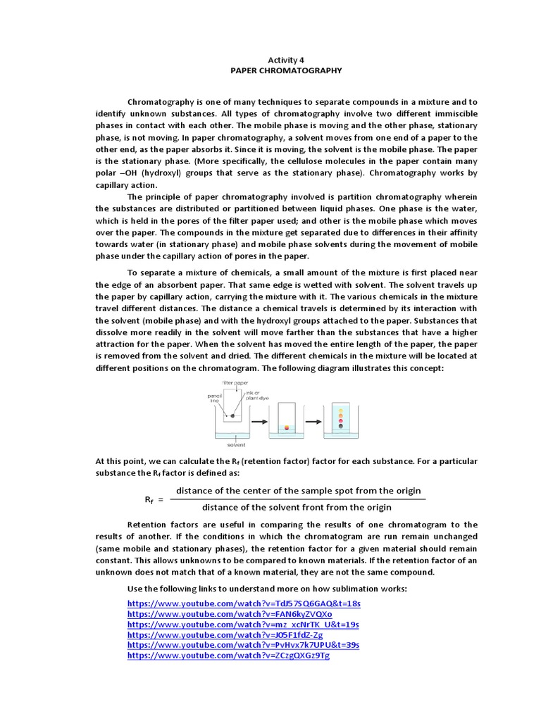 Activity 4 Paper Chromatography | PDF | Chromatography | Phase (Matter)