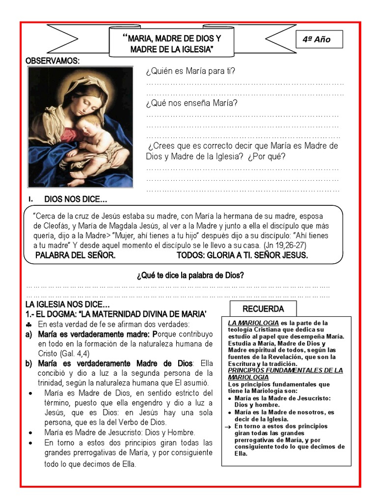 Maria Madre de Dios 4 Año - 2023 | PDF