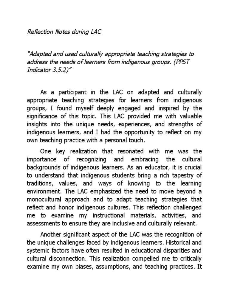 Reflection Notes During LAC #3 | PDF | Pedagogy | Learning