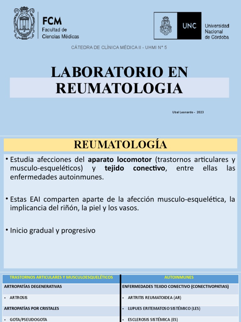 Laboratorio Reumatología | PDF | Artritis Reumatoide | Sistema inmune