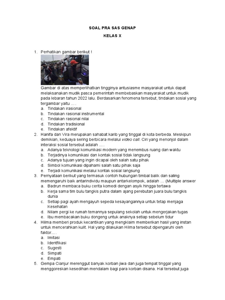 SOAL PRA SAS GENAP 2022-2023 New-1 | PDF