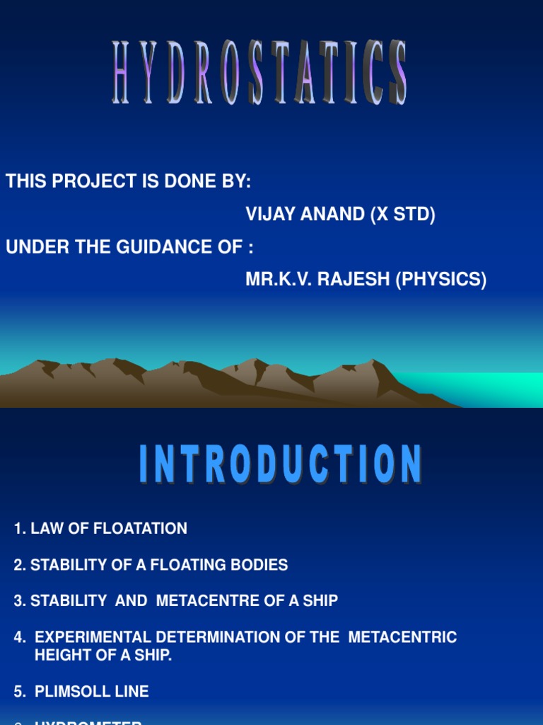 Hydrostatics | Buoyancy | Quantity