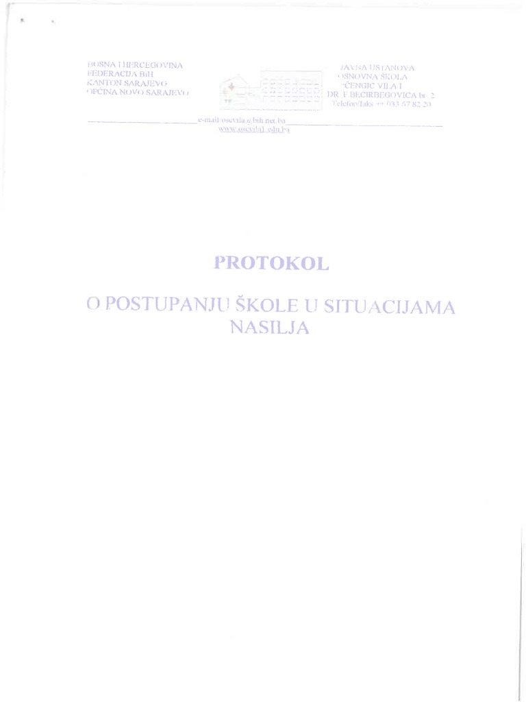 Protokol o postupanju skole u situacijama nasilja | PDF