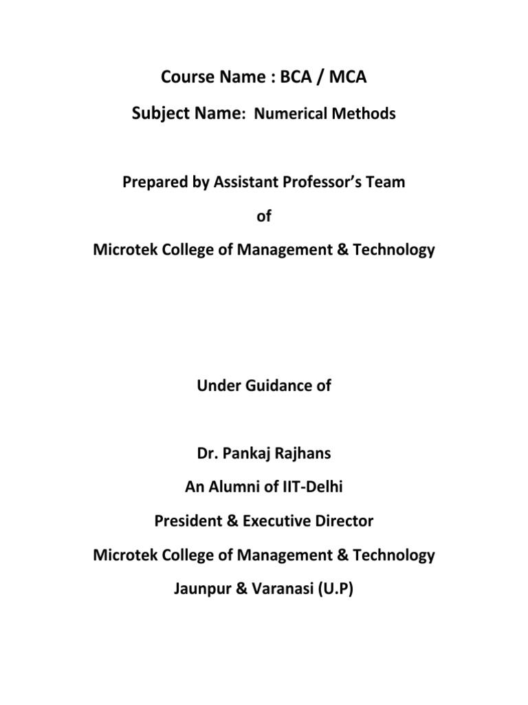 BCA Numerical Method | PDF