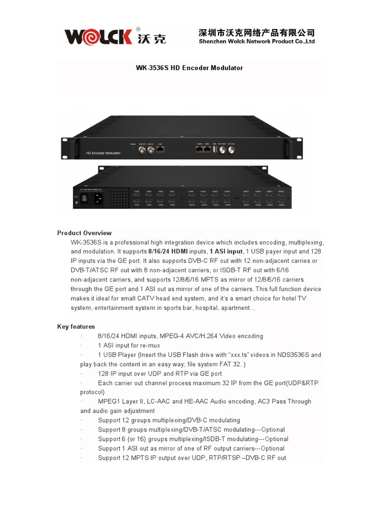 WK-3536S Encoder Modulator Datasheet | PDF