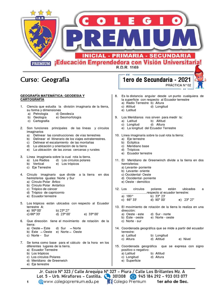 Geografia-1ero-2021-02 Geografia Matematica | PDF