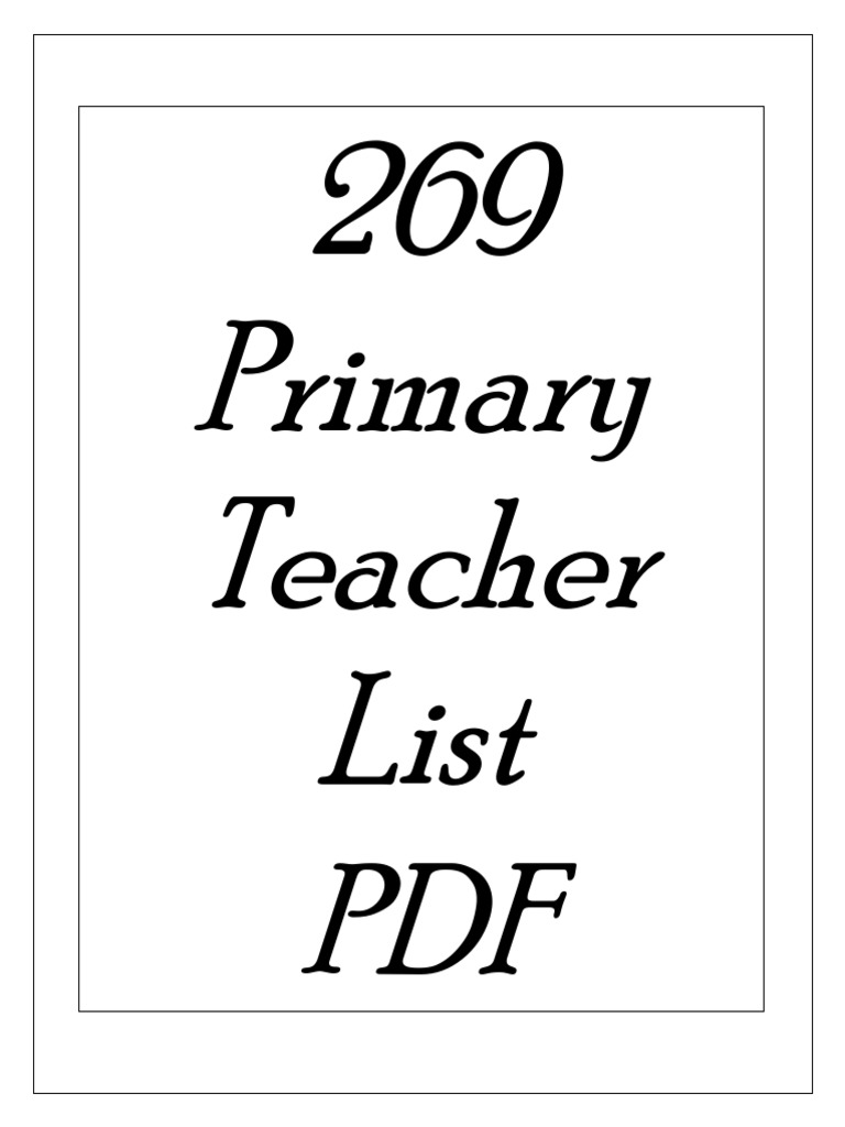 269 Primary Teacher List | PDF