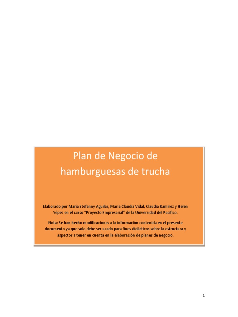 Ejemplo Plan de Negocio | PDF