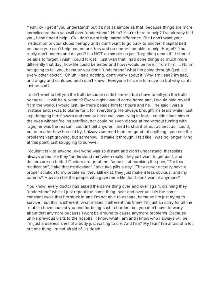 Depressing Monologue - Abusive Relationships | PDF