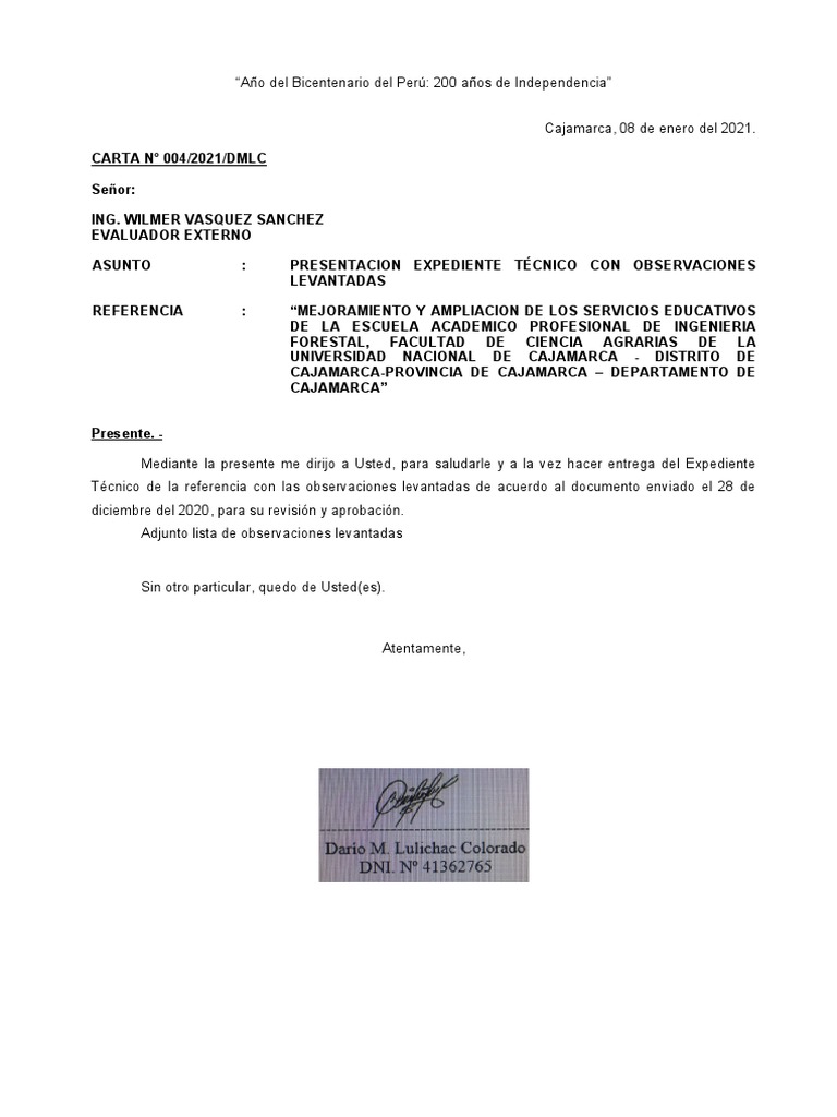 Carta 004 DMLC 2021 | PDF