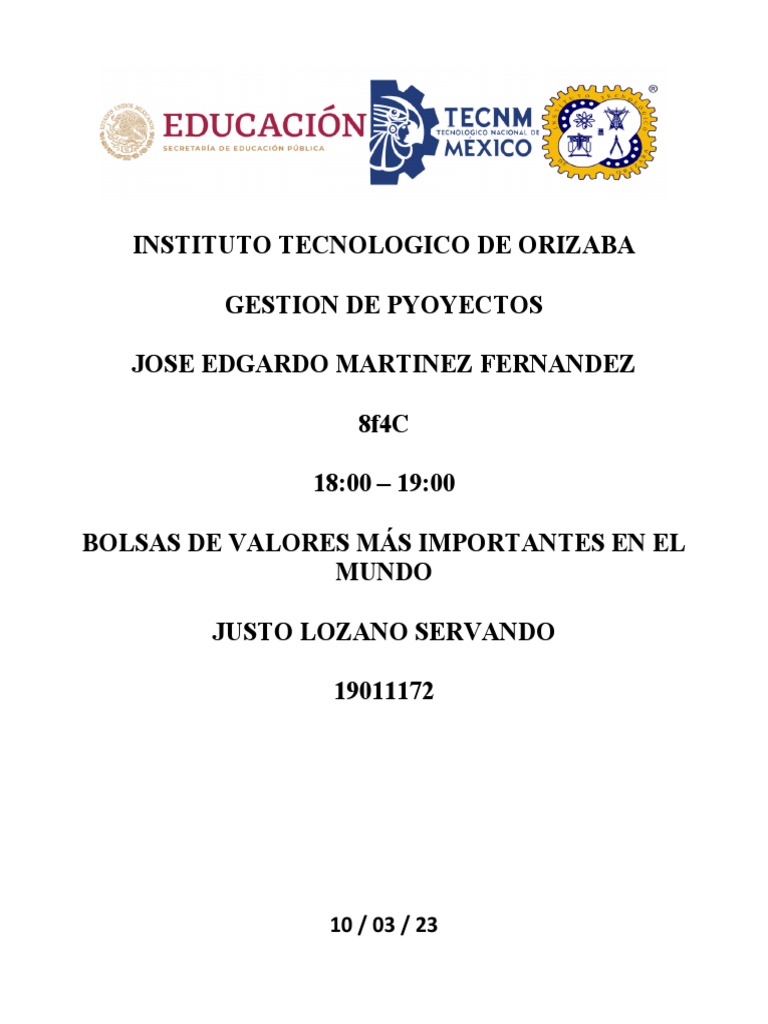 Bolsas de Valores Más Importantes en El Mundo - Justo Lozano Servando ...