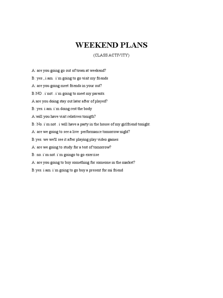 Weekend Plans | PDF