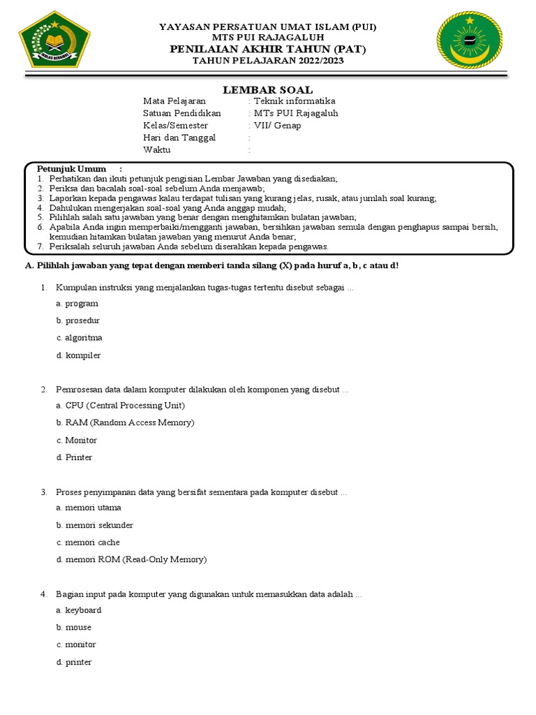 Soal Pat Tik 7 | PDF
