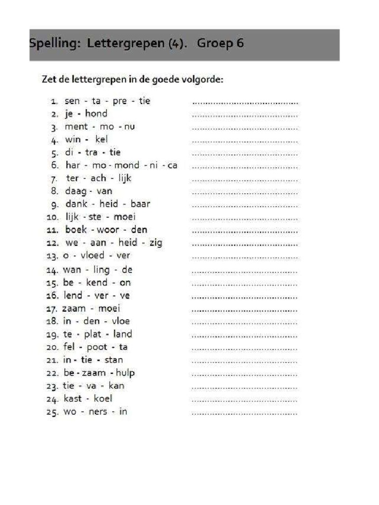lettergrepen groep 6 | PDF