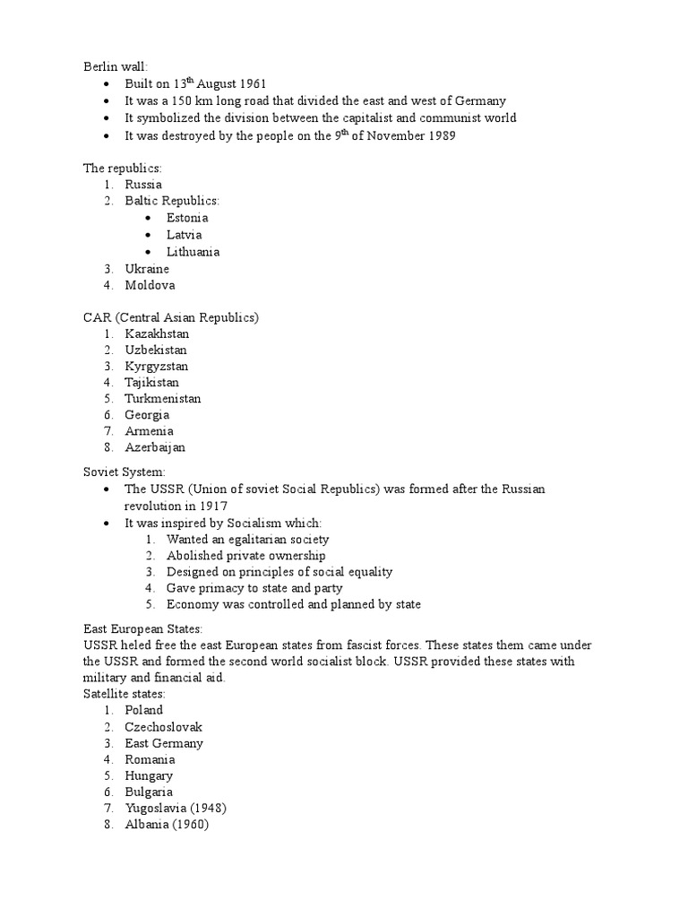 History of the Berlin Wall and USSR | PDF