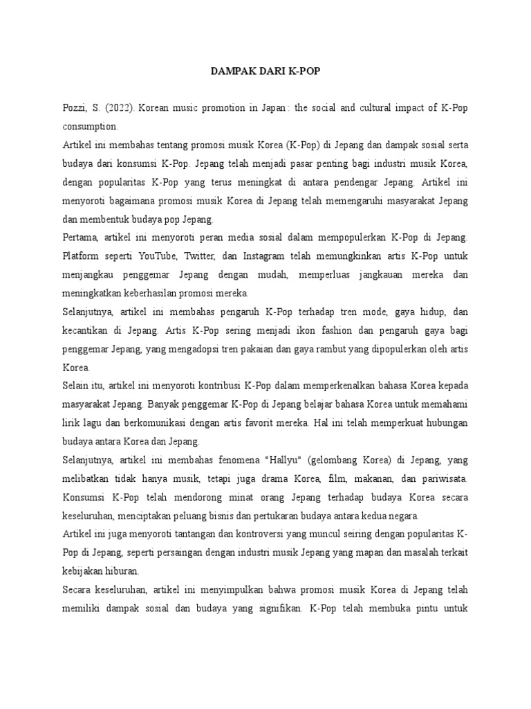 Dampak Dari K-Pop | PDF