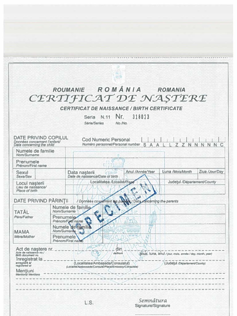 Certificat de Nastere | PDF
