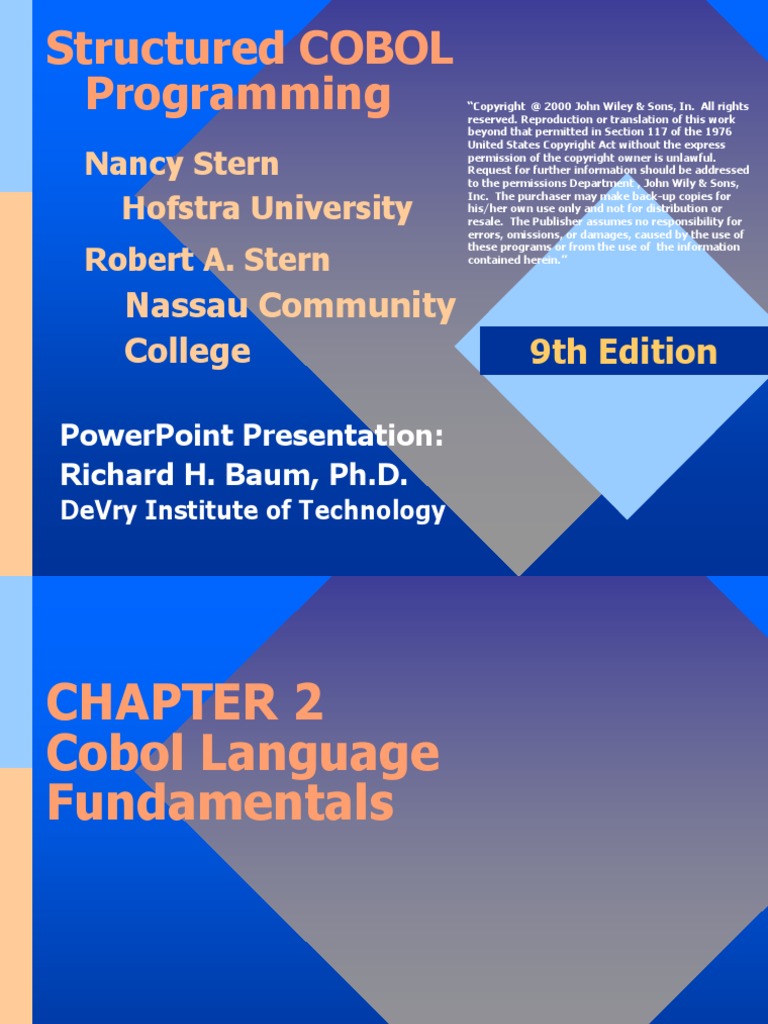 Structured COBOL Programming: Nancy Stern Hofstra University Robert A. Stern | PDF | Input ...