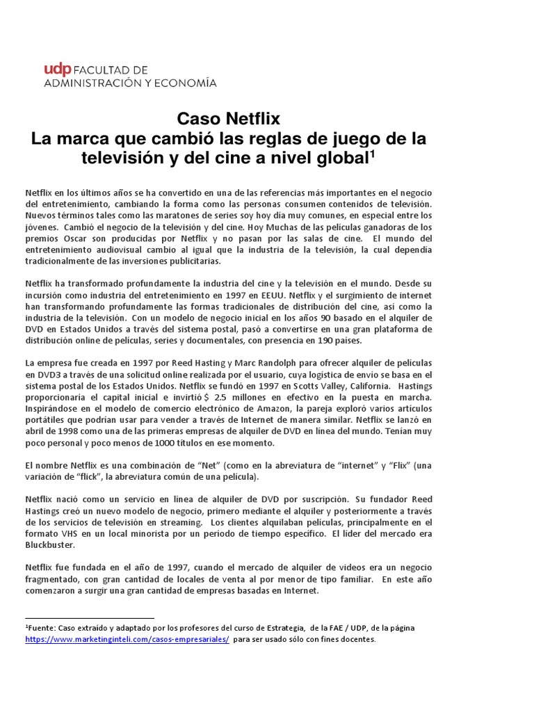 CASO NETFLIX 1° Evaluación | PDF | Informática | Negocios