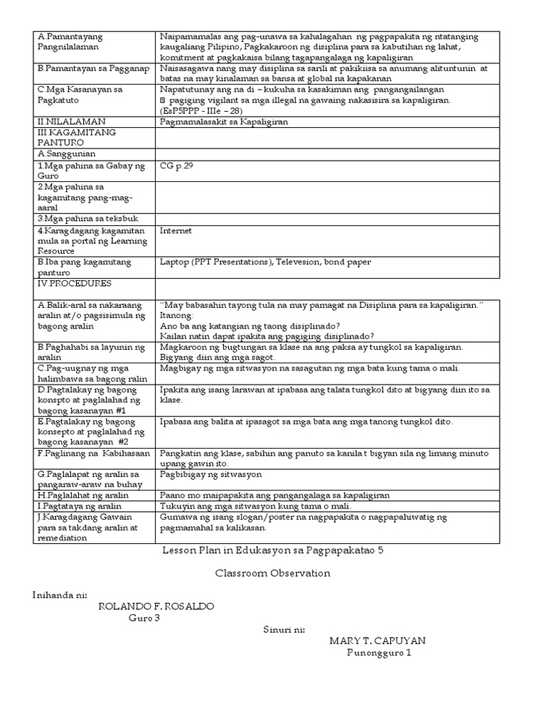 Lesson Plan in ESP | PDF