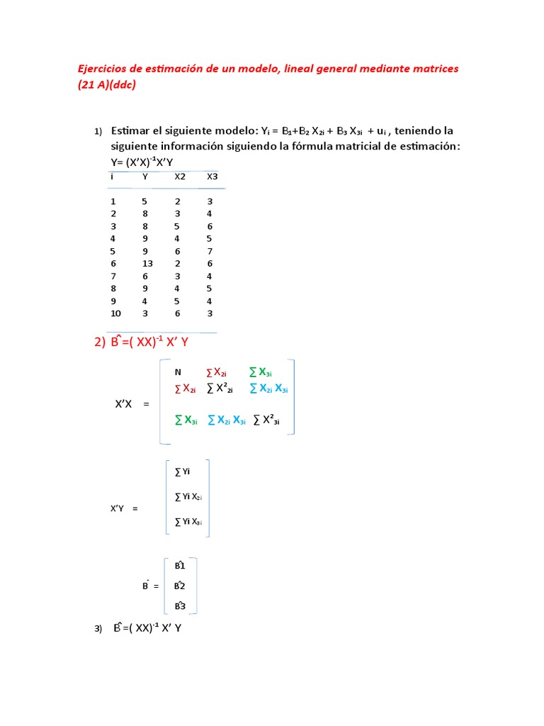 5.a Ejercicios de Estimación de Un Modelo (21 B) | PDF | Econometría | Inferencia estadística