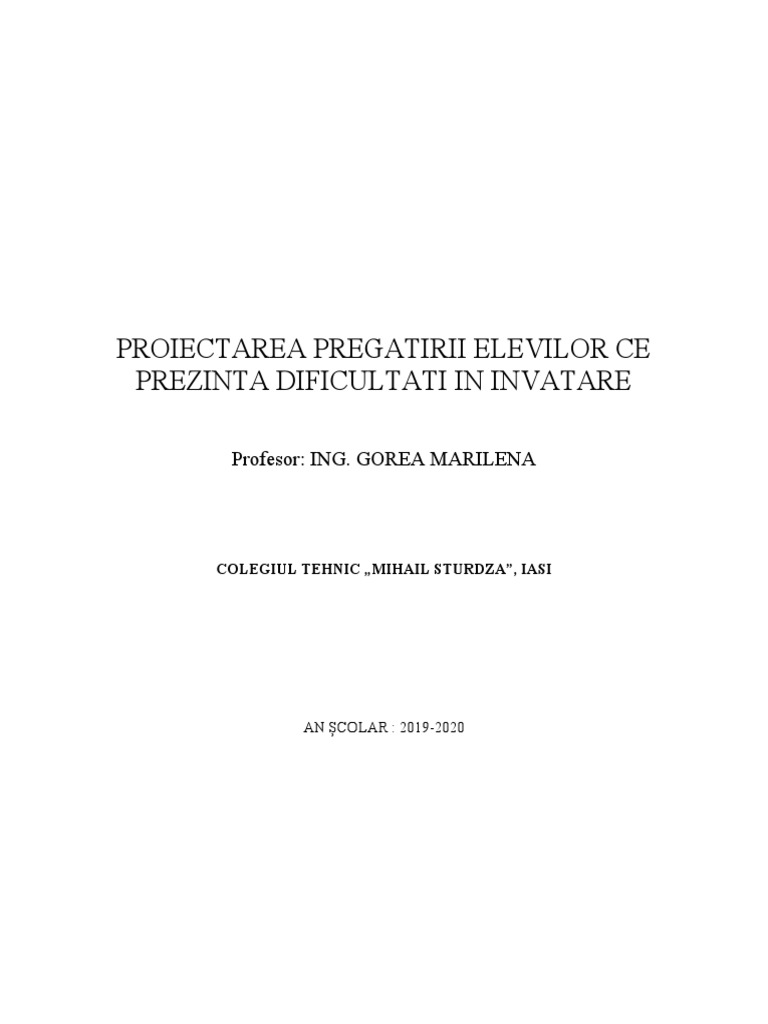Plan de Interventie Personalizat BUN | PDF