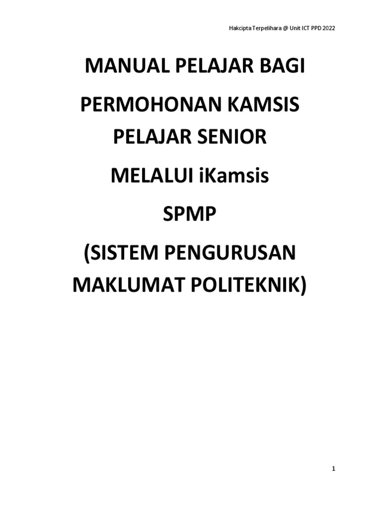 Manual Permohonan Kamsis Senior Sesi 2 - 2021 - 2022 | PDF