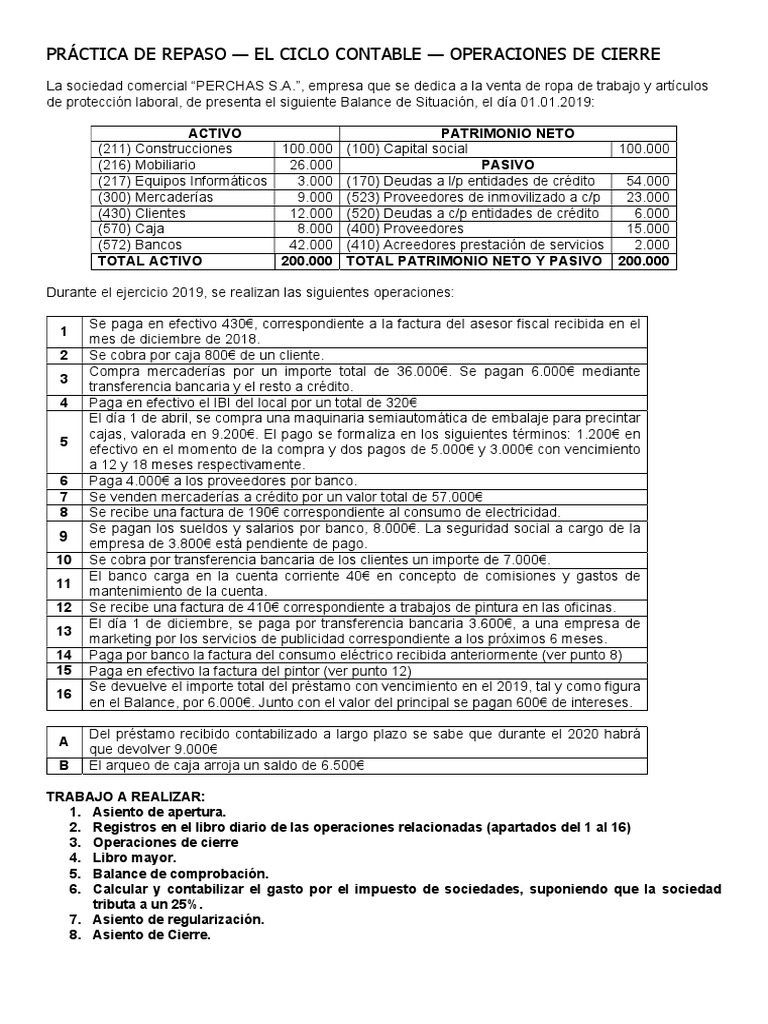 02 - Repaso - Ciclo Contable - Cierre - EnunciadoySolucion | PDF ...